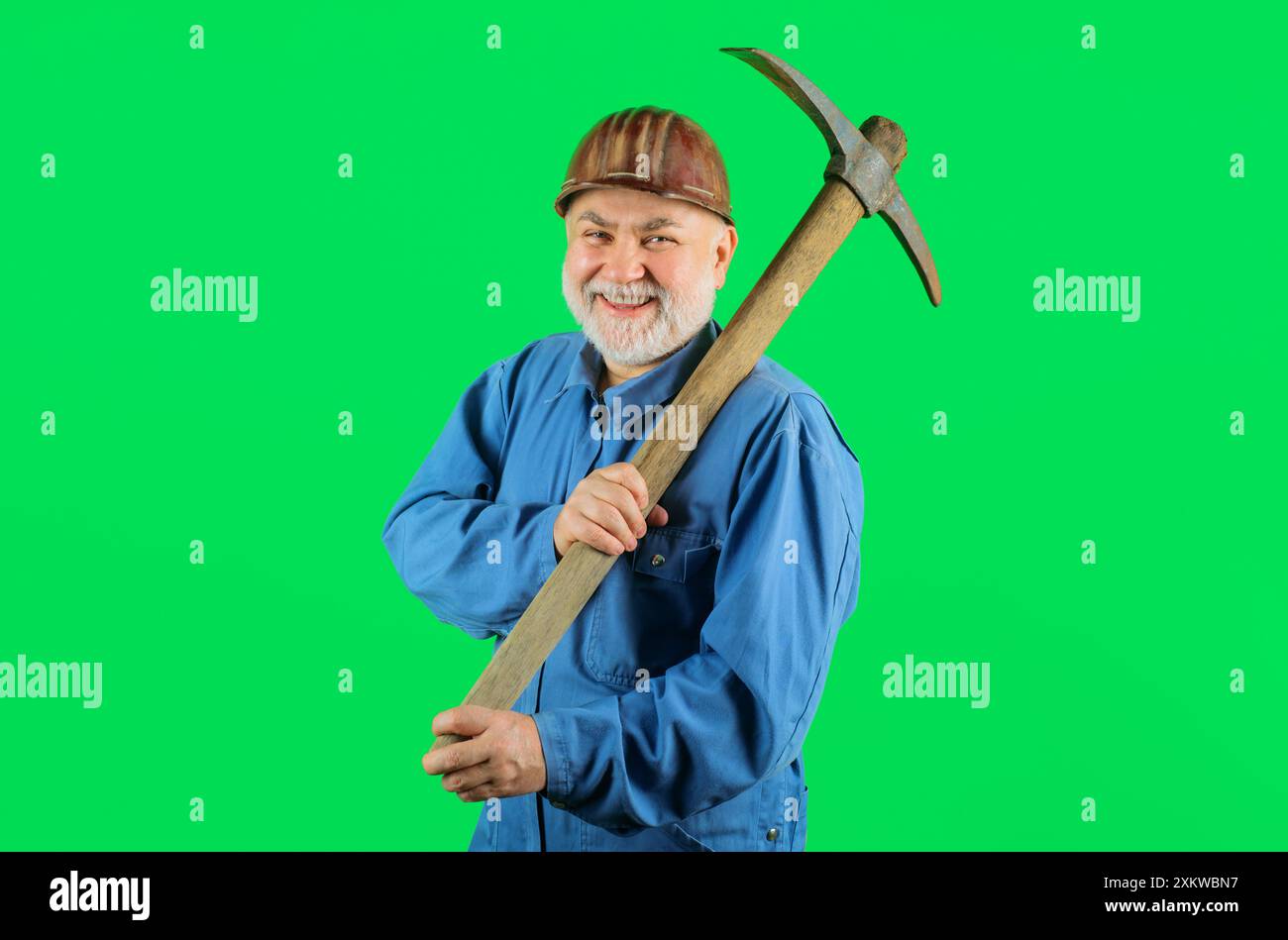 Laborer pickaxe on shoulder hi-res stock photography and images - Alamy