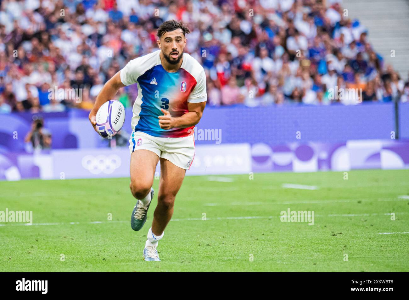Saint Denis, France. 24th July, 2024. Rayan Rebbadj (France), Rugby ...