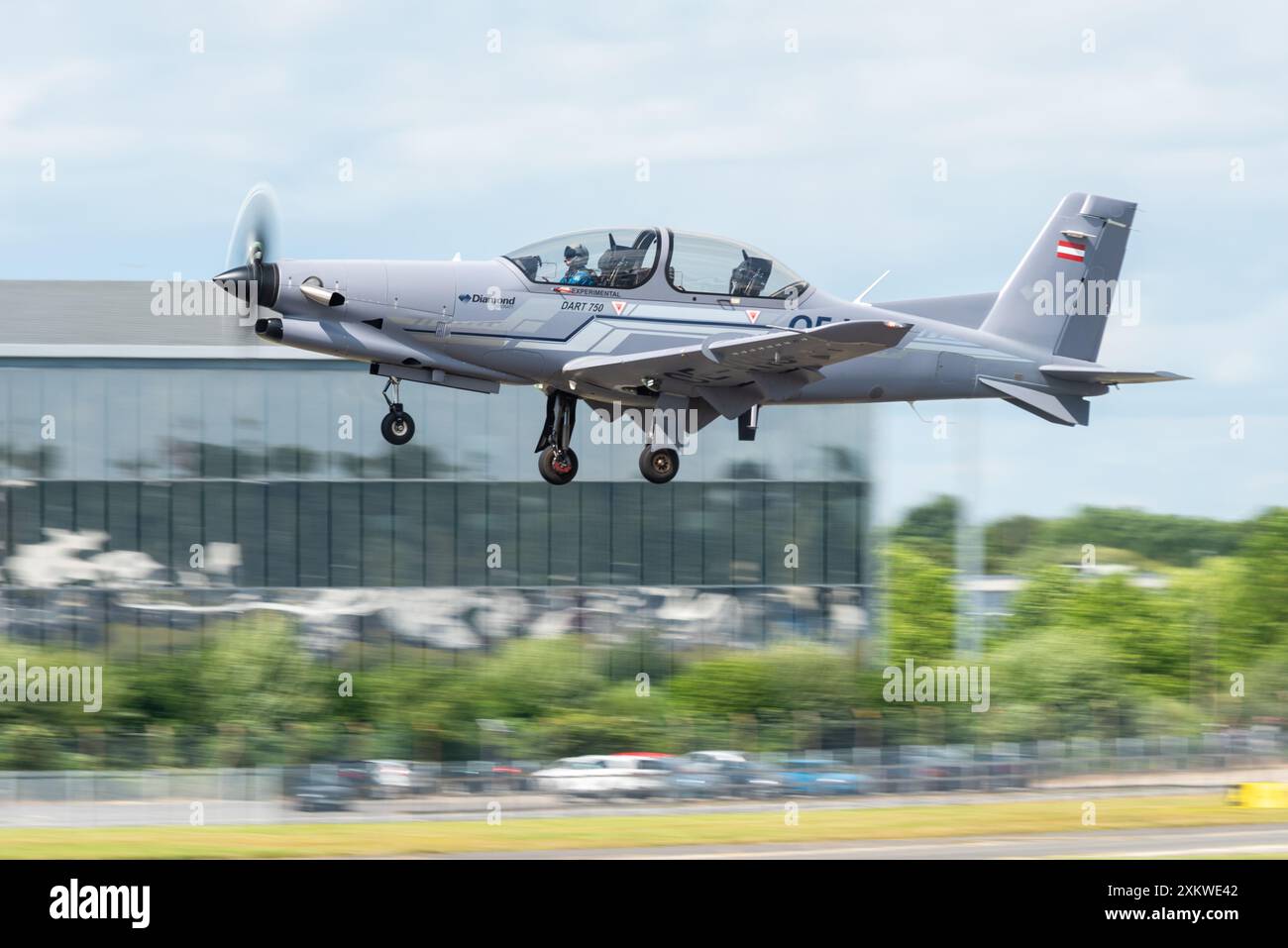 Diamond DART-750 aircraft taking off at the Farnborough International ...