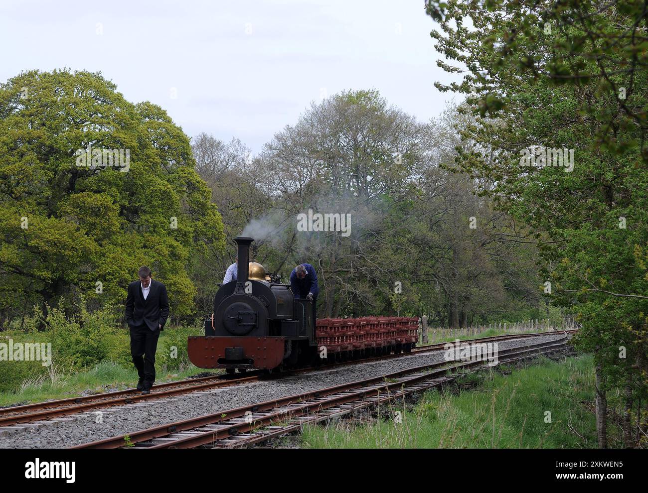 "Winifred" and train at Llangower Stock Photo - Alamy