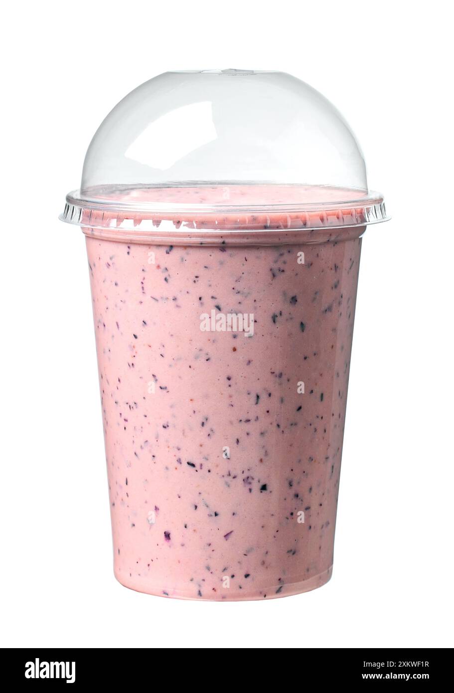 take away cup of fresh blueberry and jogurt smoothie isolated on white ...