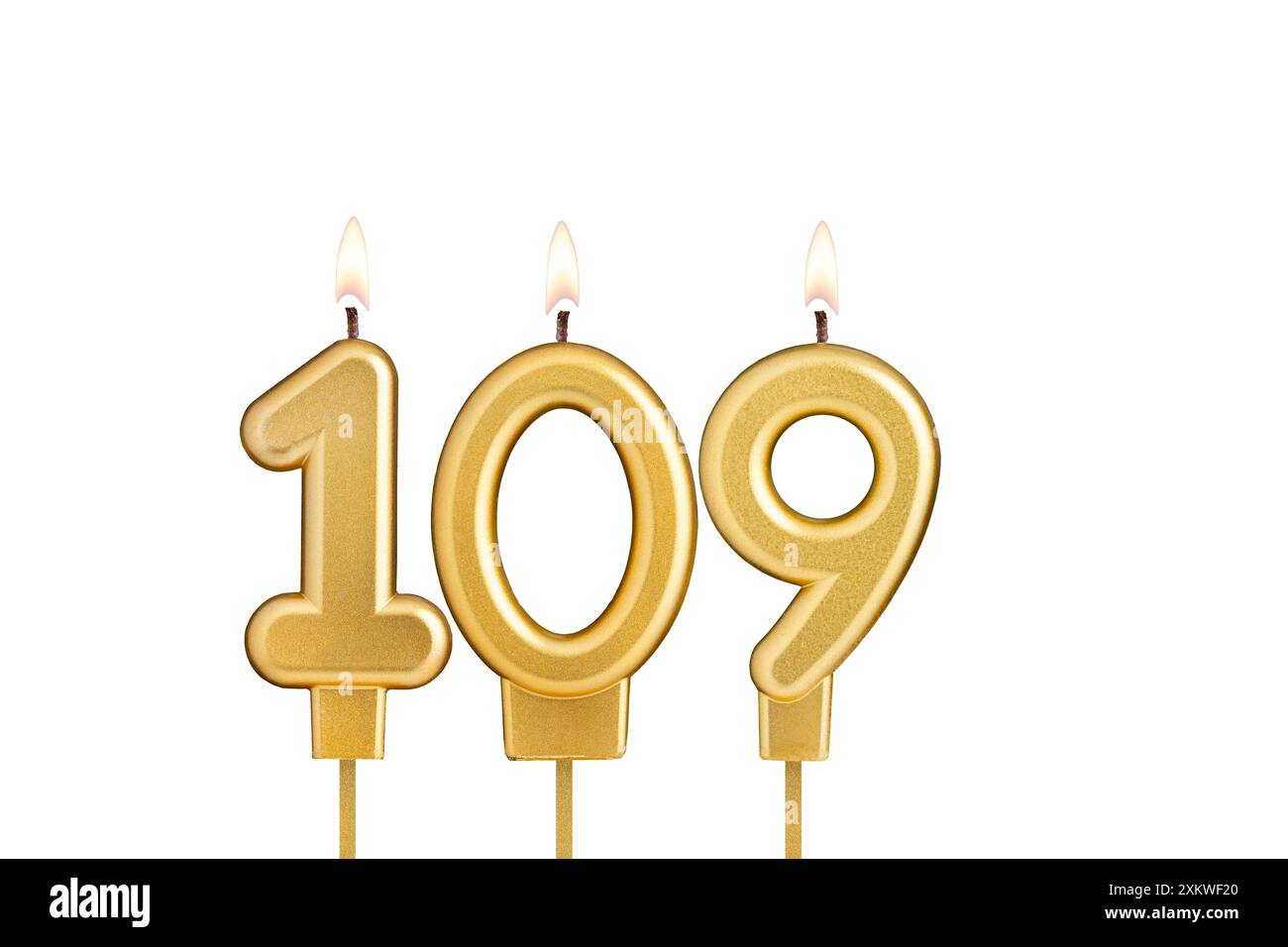 Birthday candle number 109 on white background Stock Photo - Alamy