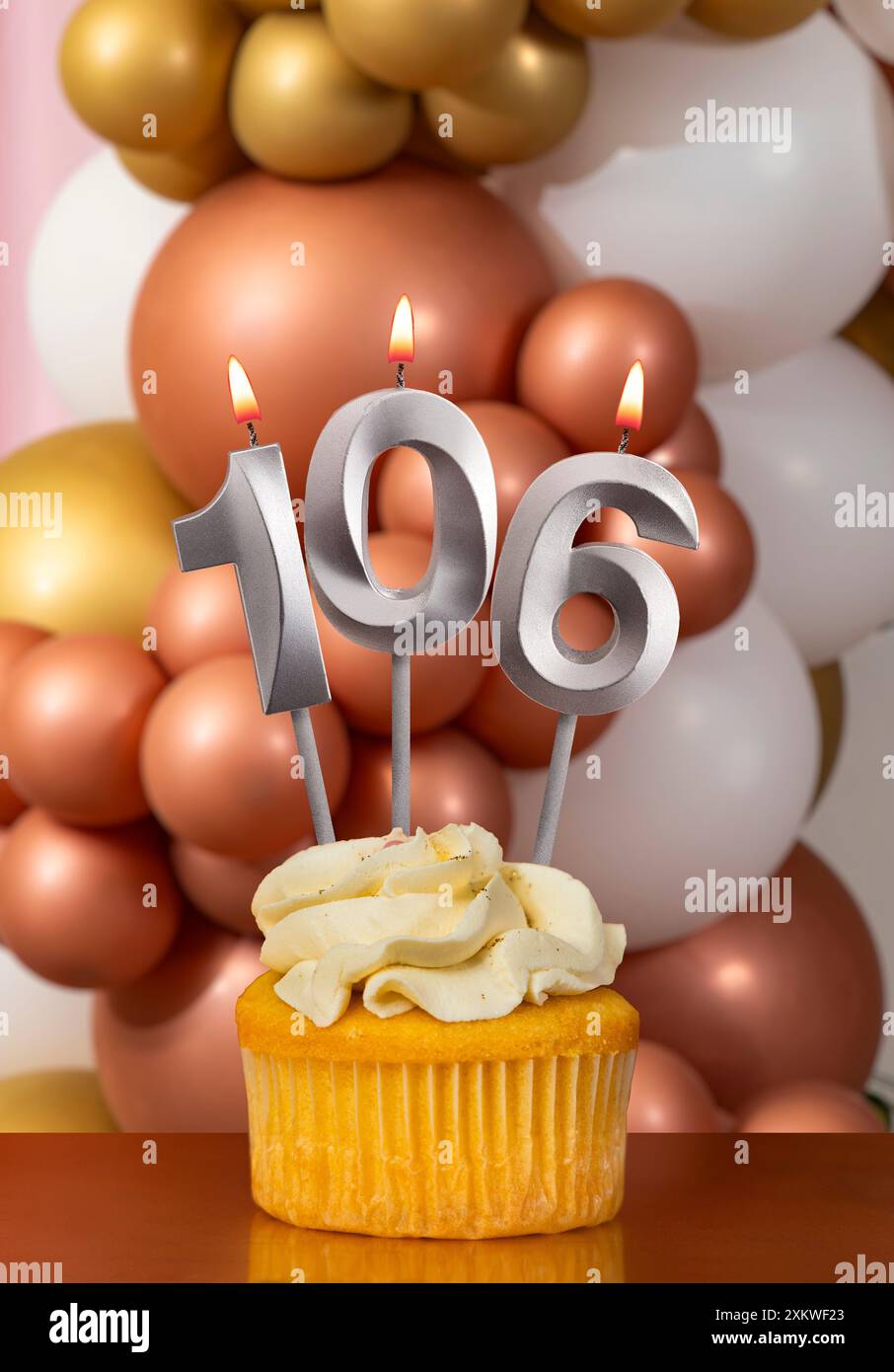 Birthday candle number 106 - Celebration balloons background Stock ...