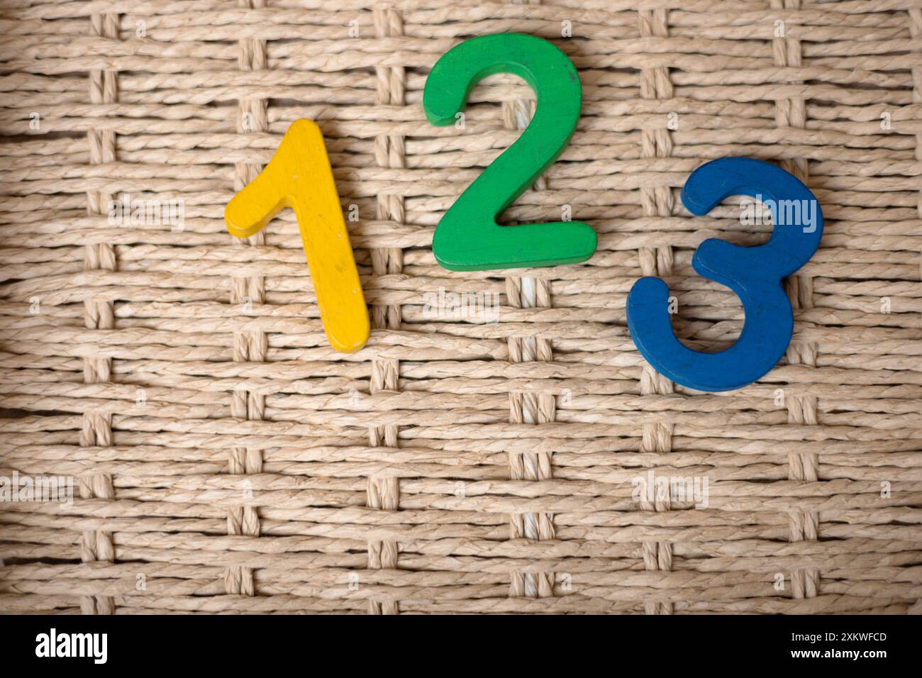 Close-up wooden figure numbers on a white blurred background Stock ...