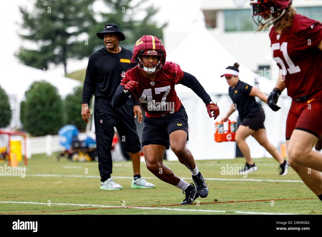 Washington Commanders line backer Keandre Jones (47) participating in ...