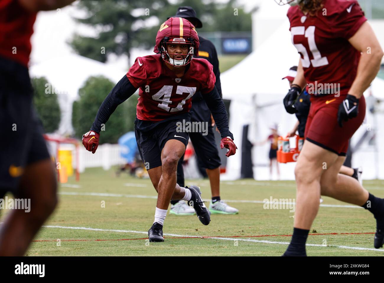Washington Commanders line backer Keandre Jones (47) participating in ...