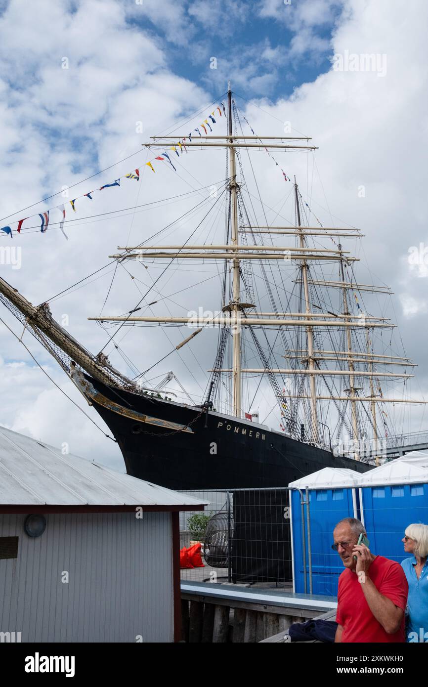 MARIEHAMN, ÅLAND, FINLAND - JULY 24 2024: The museum ship Pommern takes pride of place. Day One ...