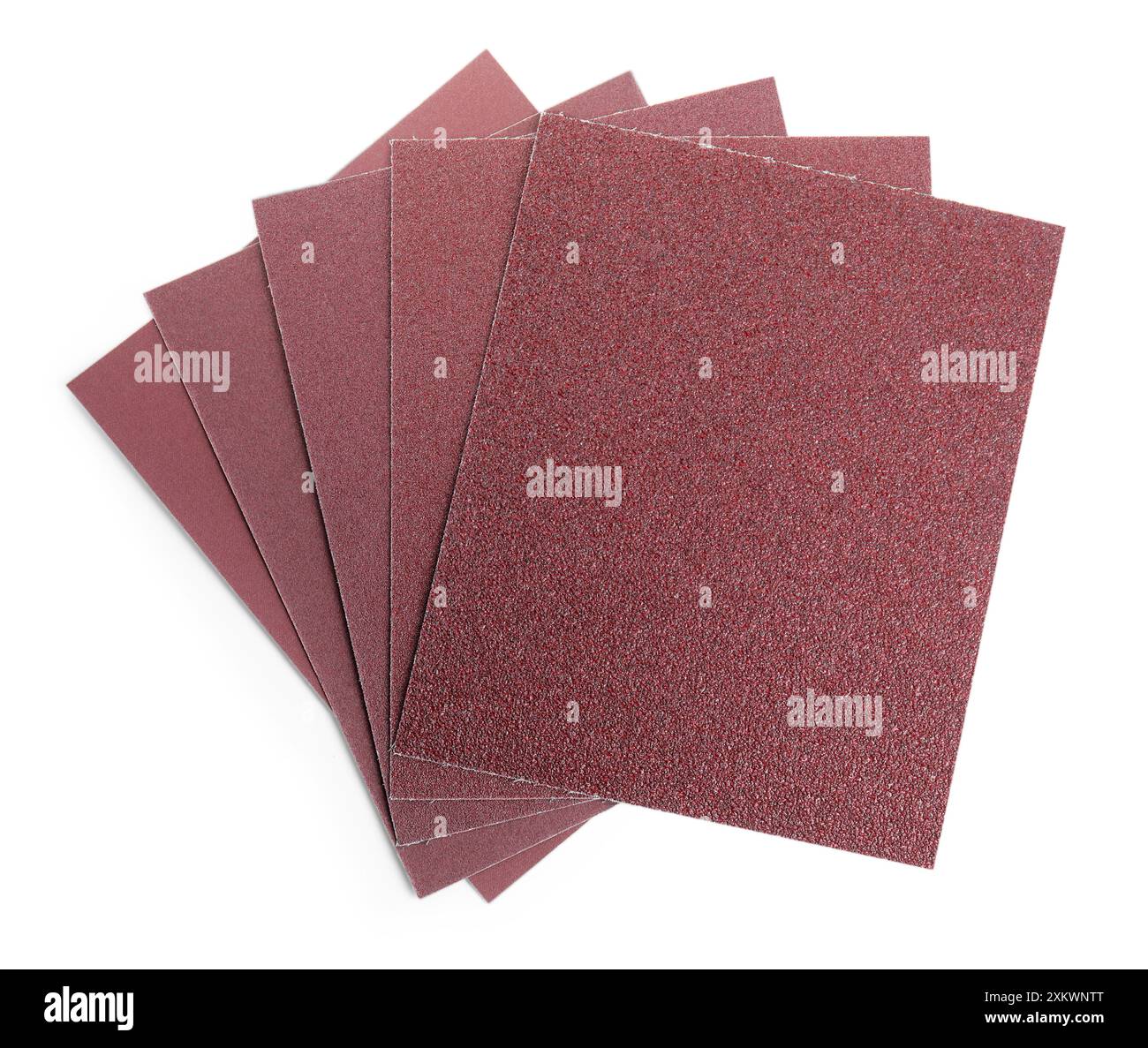 Sheets of sandpaper isolated on white, top view Stock Photo - Alamy