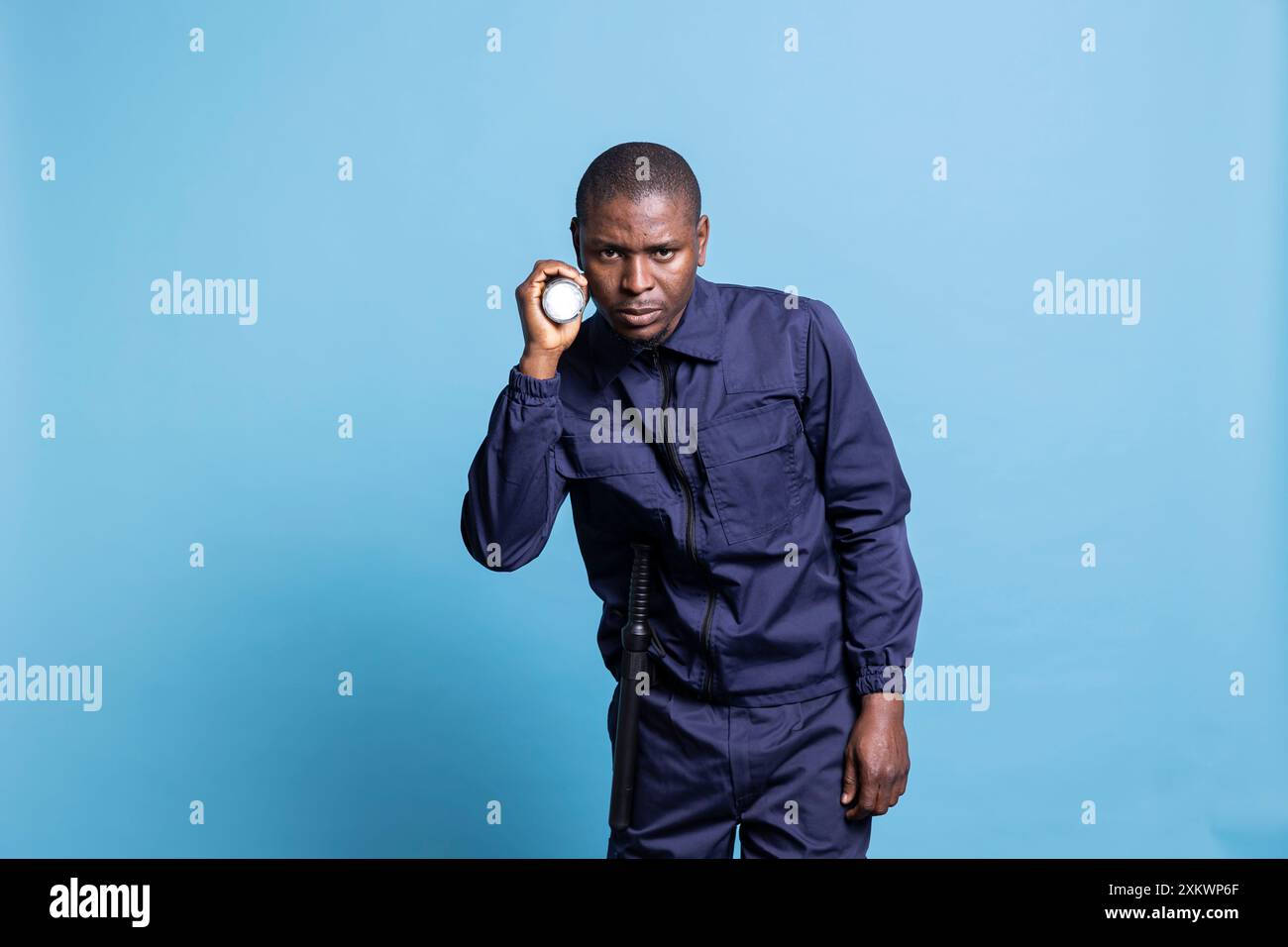 African american security agent patrolling the mall perimeter in the ...