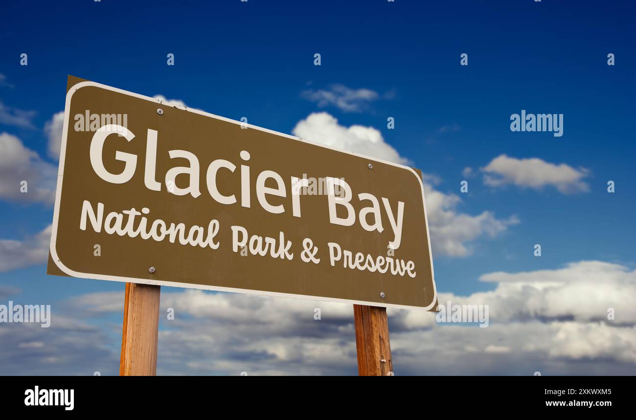 Glacier Bay National Park and Preserve (Alaska) Road Sign Against Blue ...