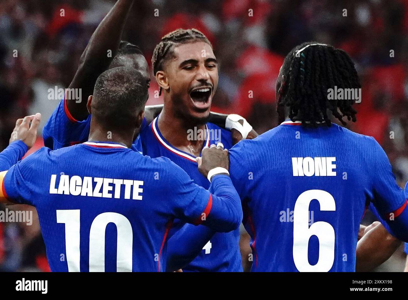 Loic Bade (France) celebrates his goal during the Football, Men's Group ...