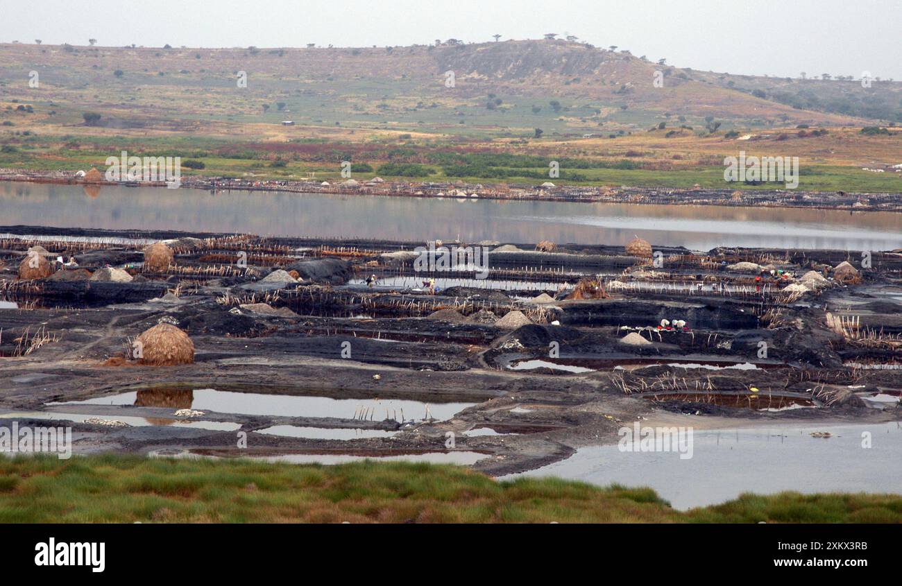Salt evapouration works in volcano crater Stock Photo - Alamy