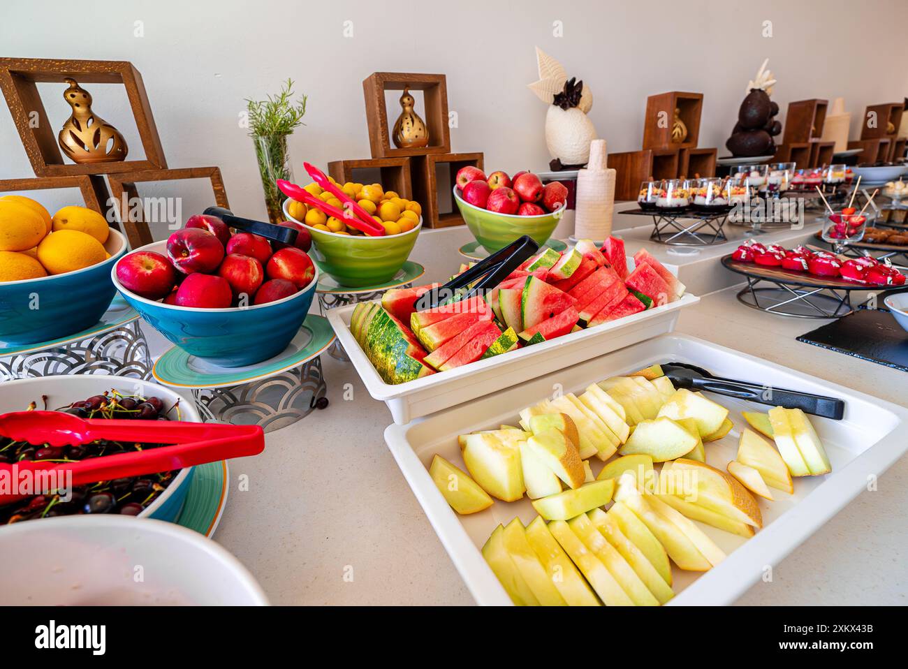 Fruit plates. All inclusive food concept Stock Photo - Alamy