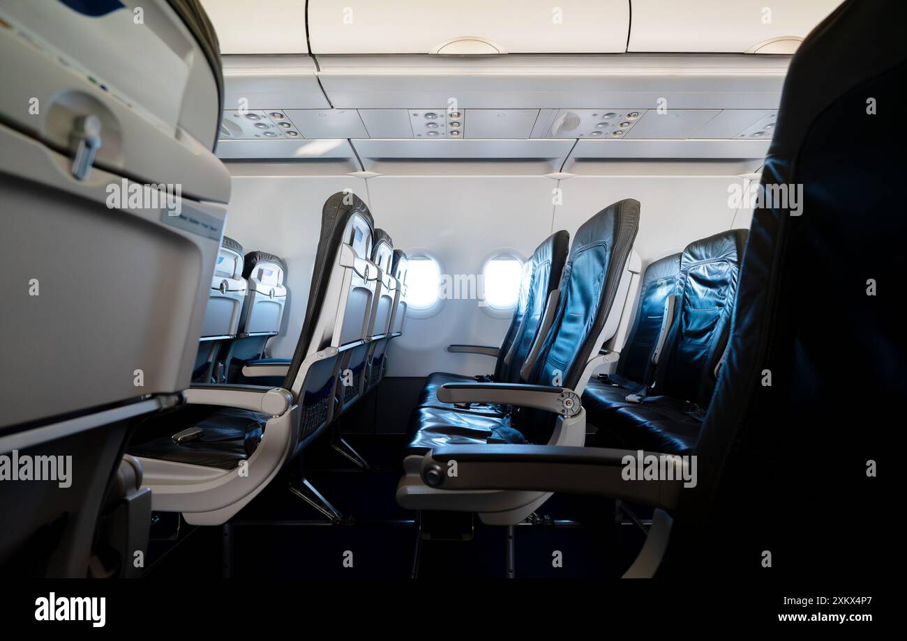 Empty seats on an airplane. Inside the Airplane Stock Photo - Alamy