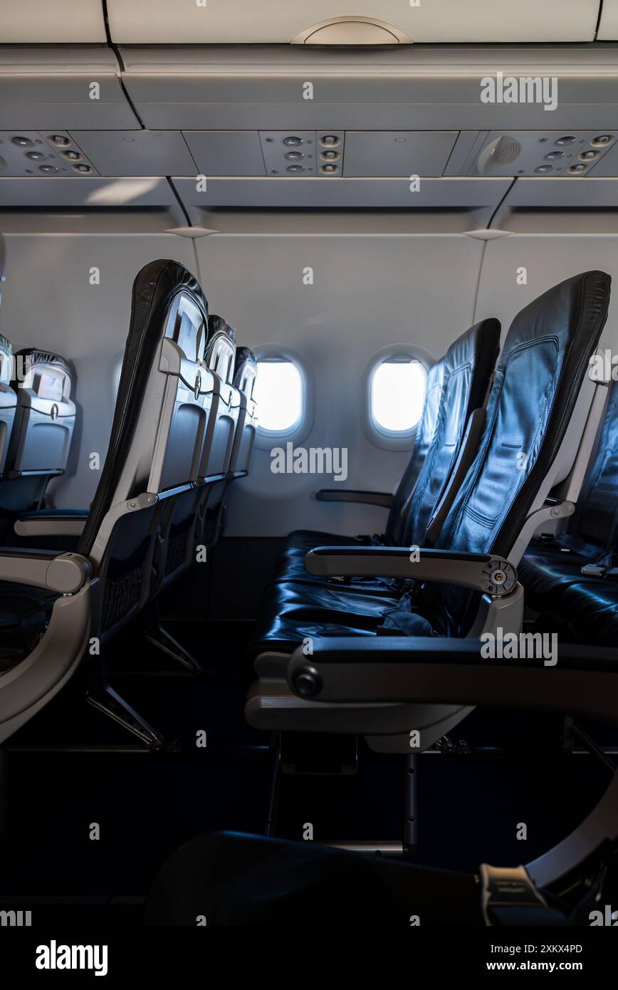 Empty seats on an airplane. Inside the Airplane Stock Photo - Alamy