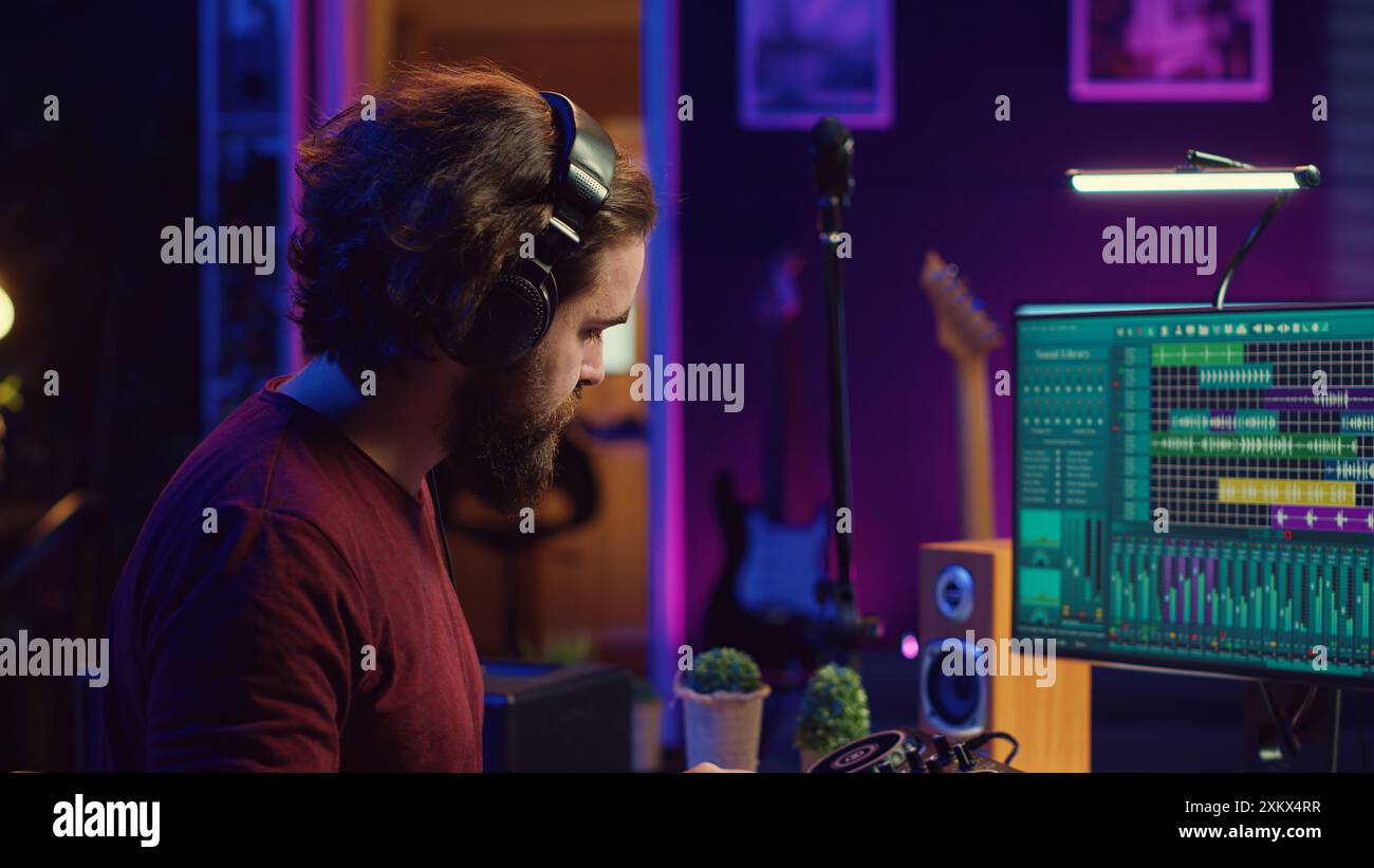 Mastering engineer registering piano keys recordings to edit in daw ...