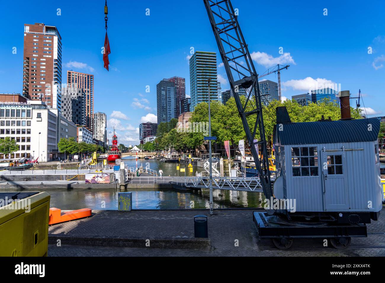The Maritime Museum, outdoor area in the Leuvehaven, in Rotterdam, many ...