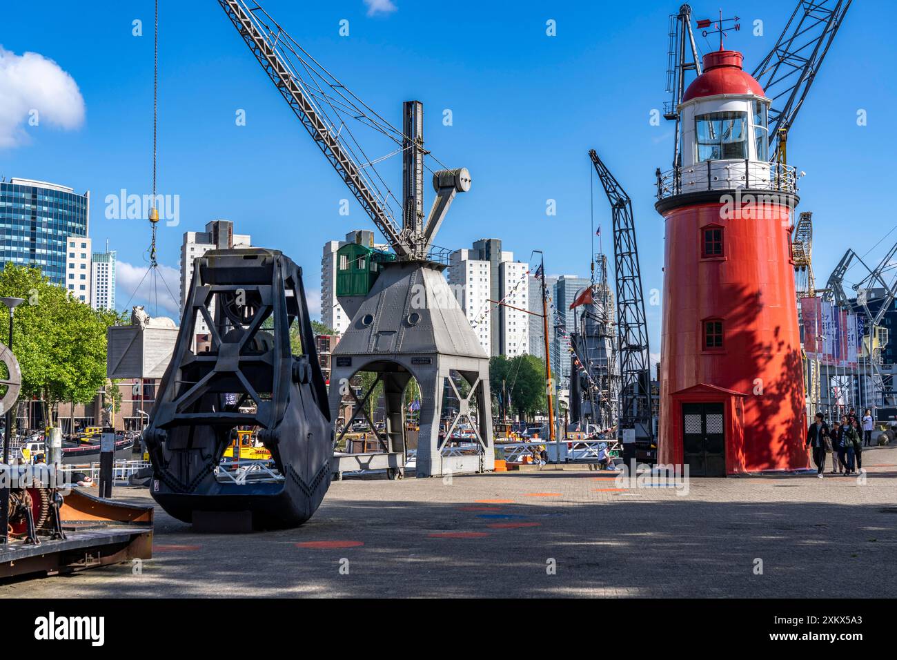 The Maritime Museum, outdoor area in the Leuvehaven, in Rotterdam, many ...