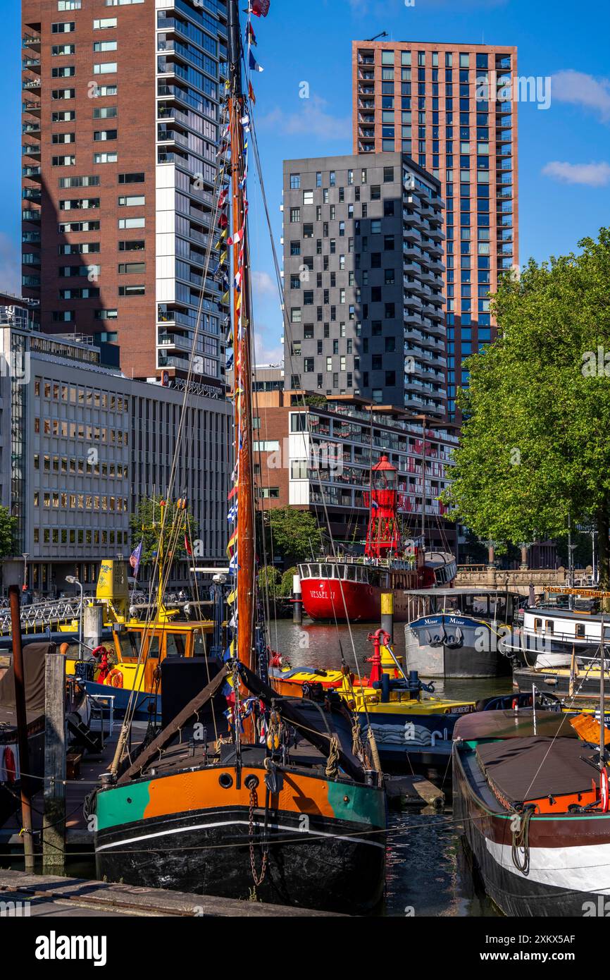 The Maritime Museum, outdoor area in the Leuvehaven, in Rotterdam, many ...
