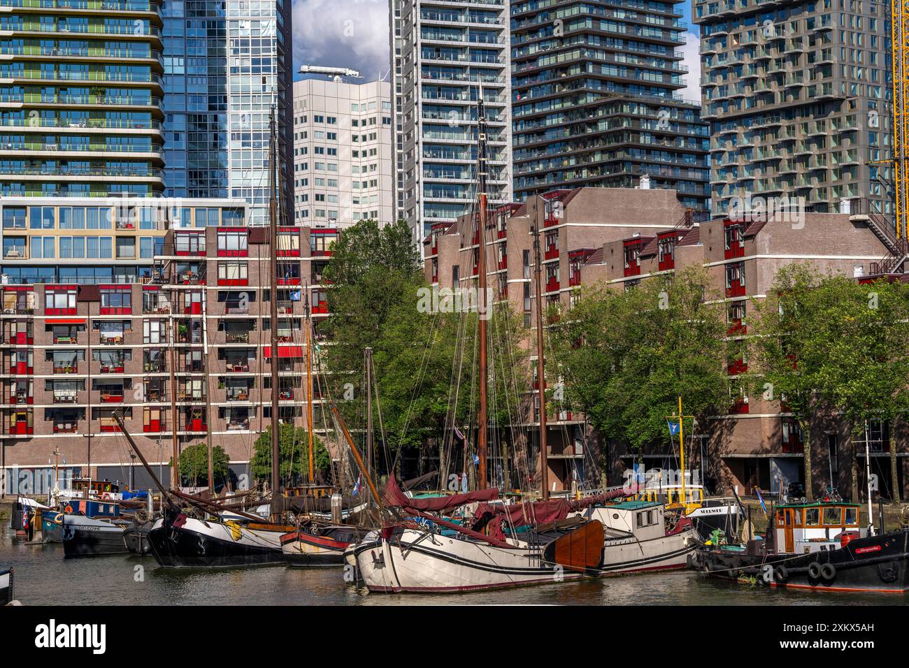 The Maritime Museum, outdoor area in the Leuvehaven, in Rotterdam, many ...