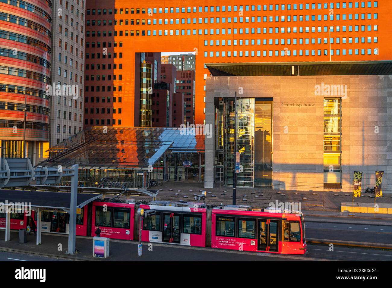 Courthouse, right, building of the public prosecutor's office, red, on ...