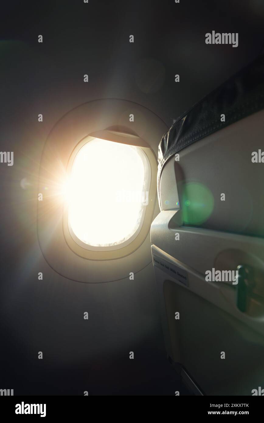 Airplane window. View from inside the cabin Stock Photo - Alamy