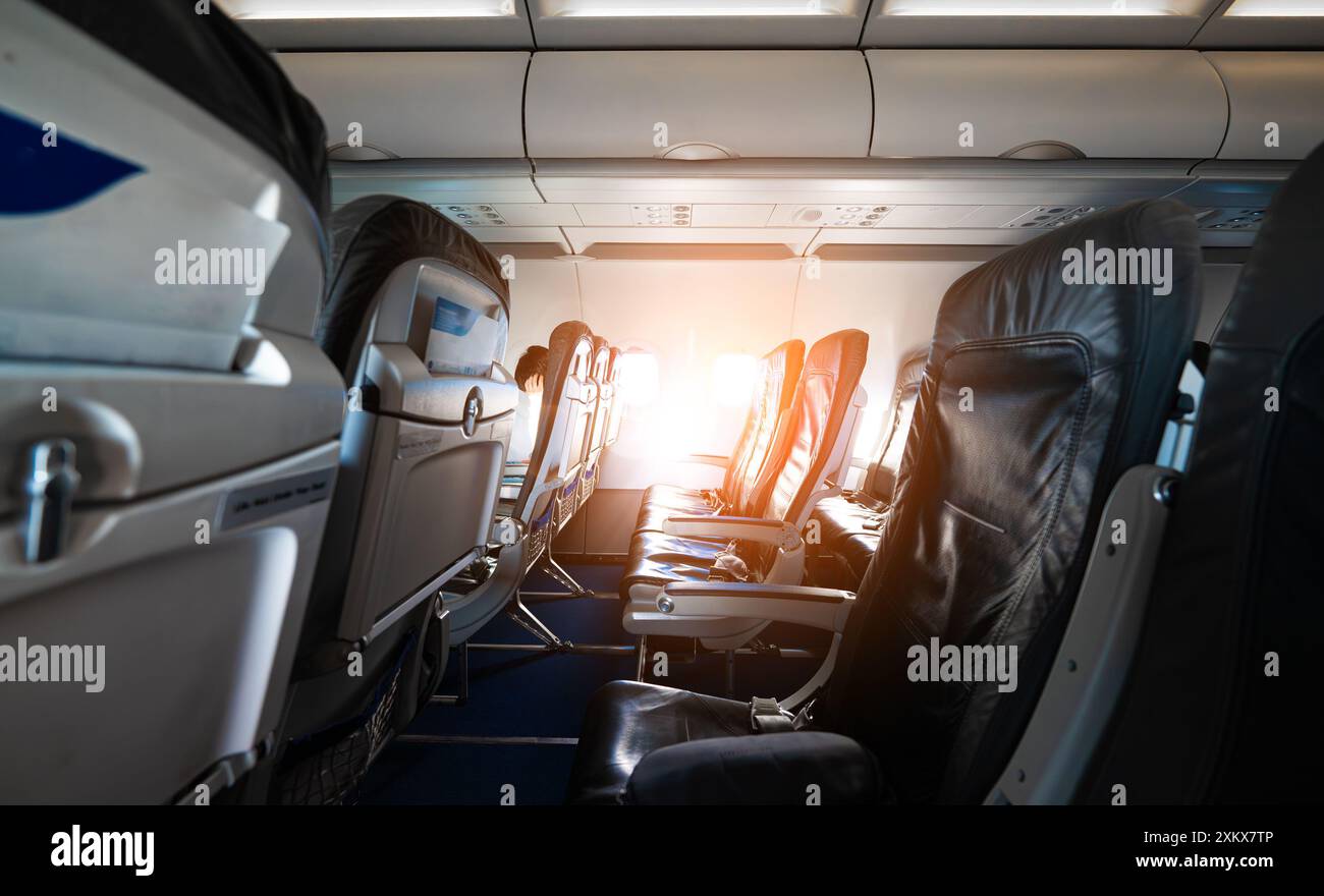 Empty seats on an airplane. Inside the Airplane Stock Photo - Alamy