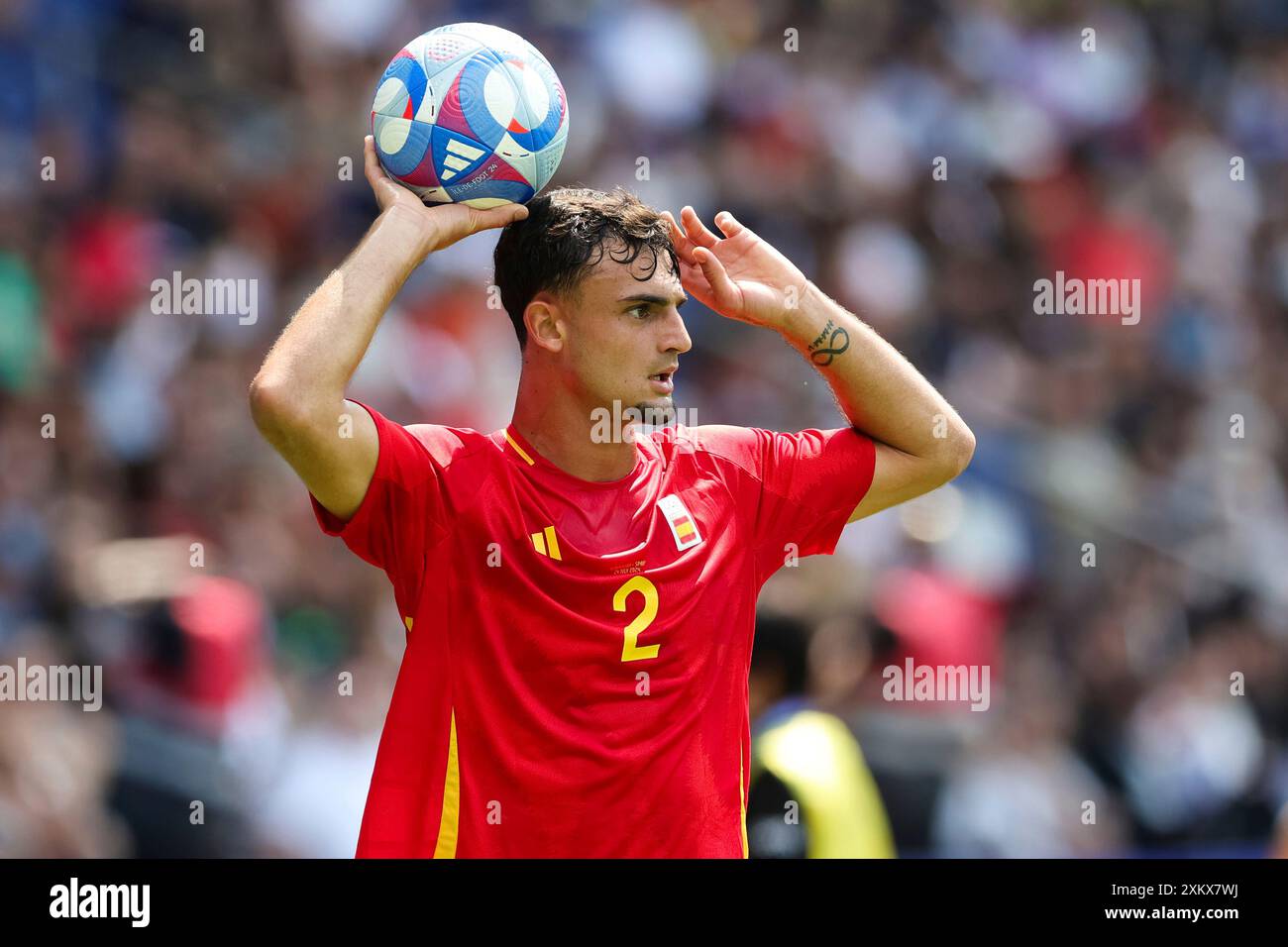PARIS, FRANCE - JULY 24: Marc Pubill of Spain takes a throw in during ...