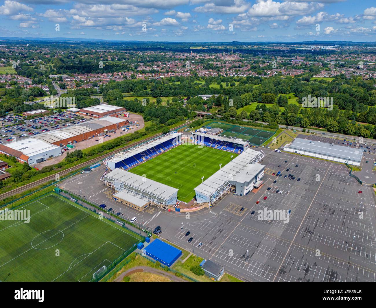 Aerial Image of Shrewsbury Town Football Club at the The Croud Meadow ...