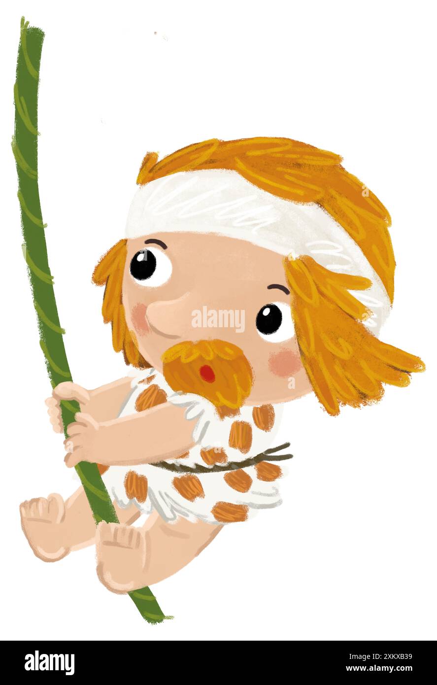 cartoon ancient prehistoric caveman cave boy character isolated ...