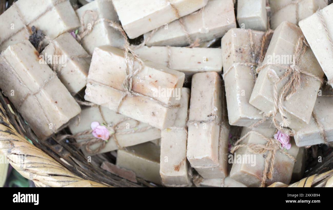 Collection of bars of fragrant hand made organic soap Stock Photo - Alamy