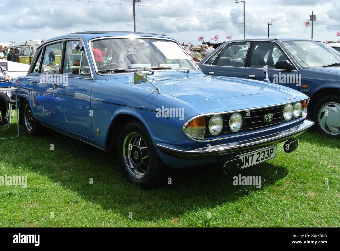 A 1975 Triumph 2000 TC car parked up on display at the English Riviera ...