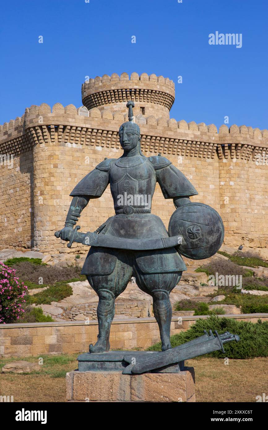 Statue of a medieval warrior outside the castle at the Archaeological ...