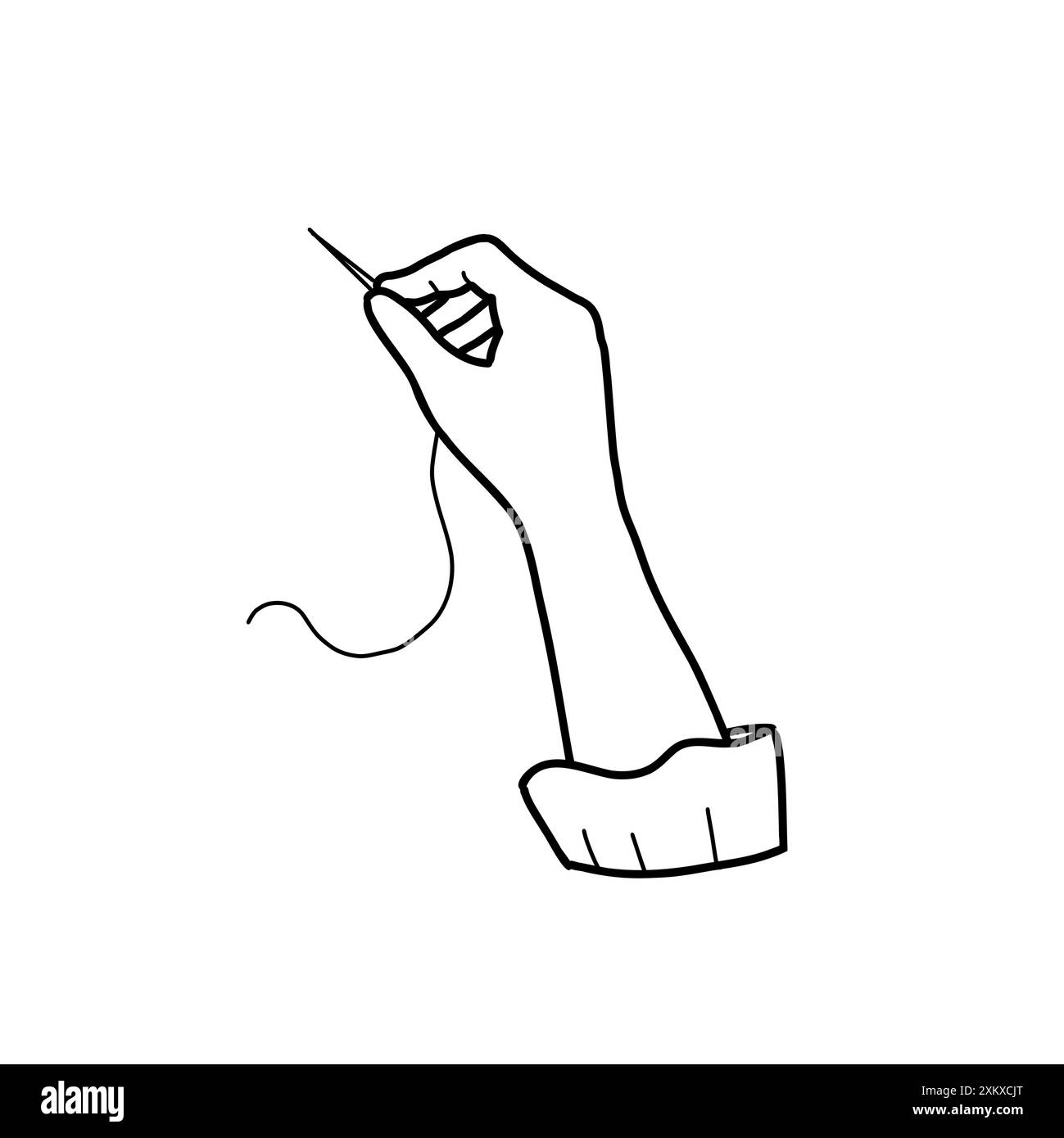 Female Hand holding Needle with Thread isolated on a white background ...