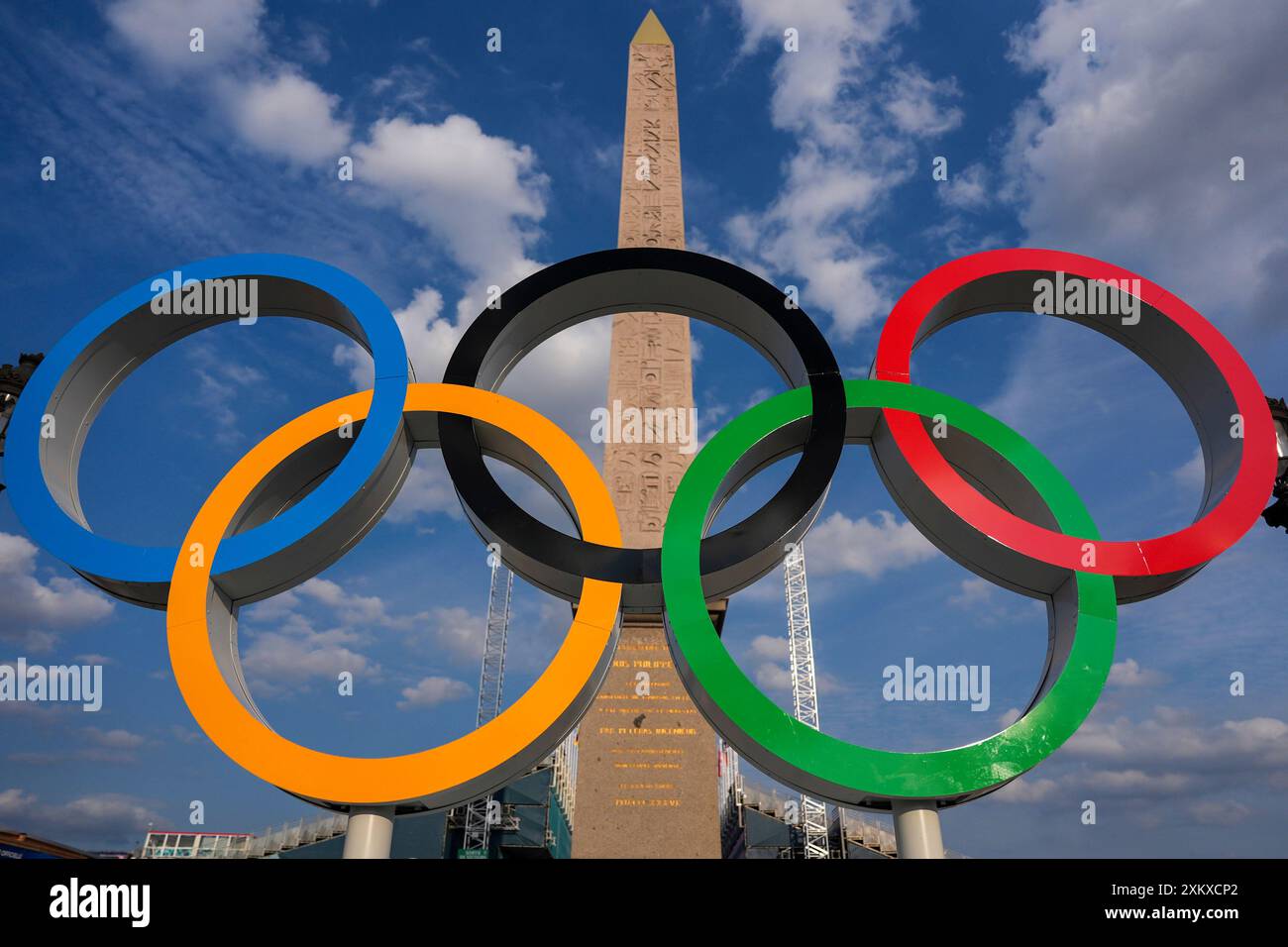 Paris, France. 24th July, 2024. The Olympic rings are seen at La ...