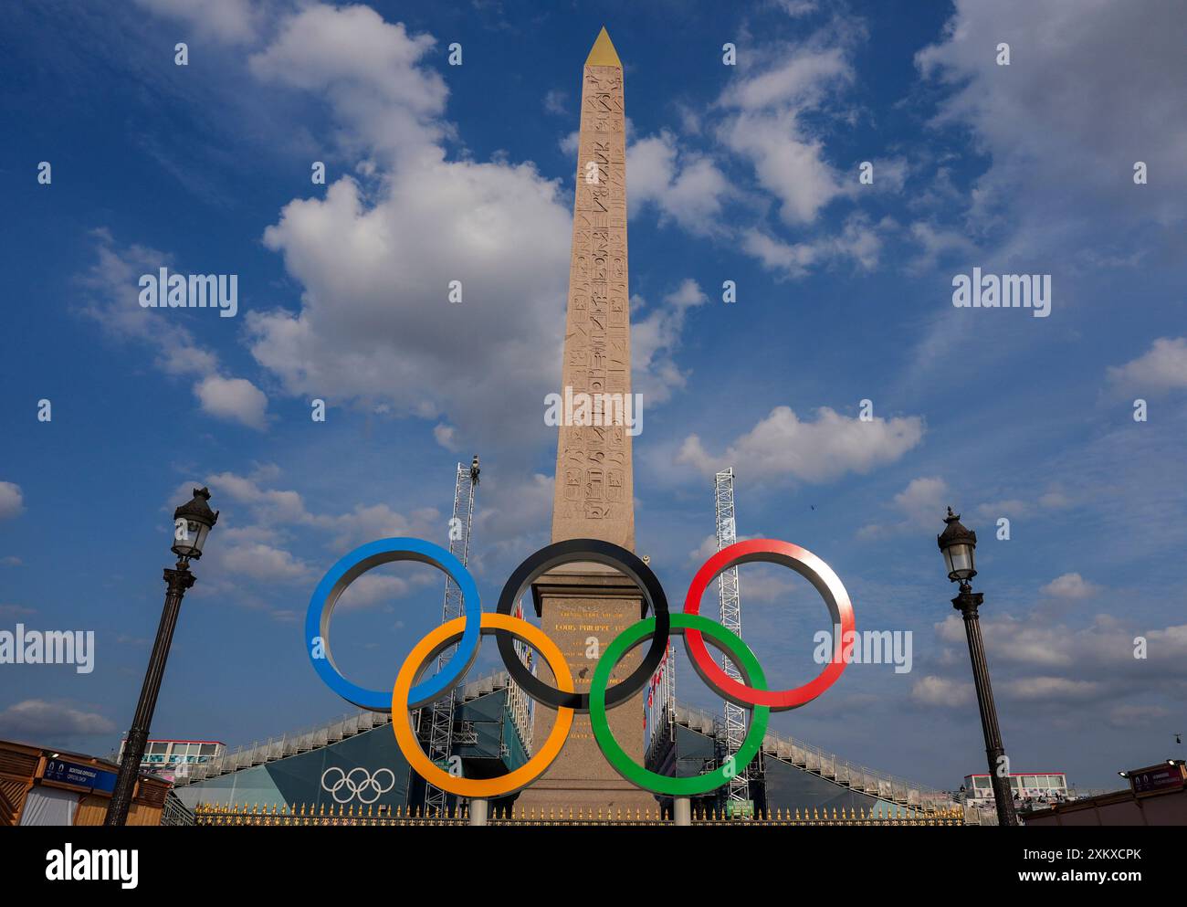 Paris, France. 24th July, 2024. The Olympic rings are seen at La ...