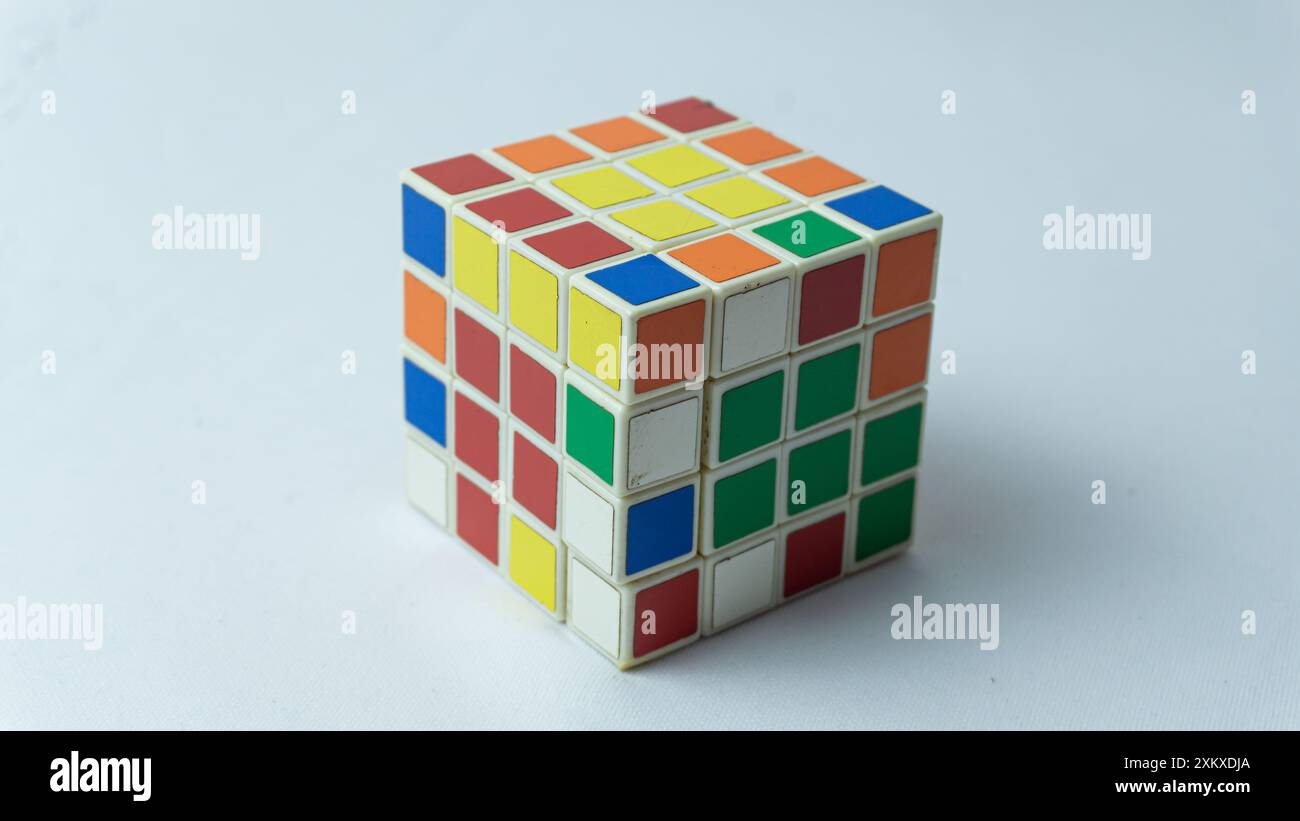 Colorful scrambled 4x4 cubes isolated on white background Stock Photo - Alamy