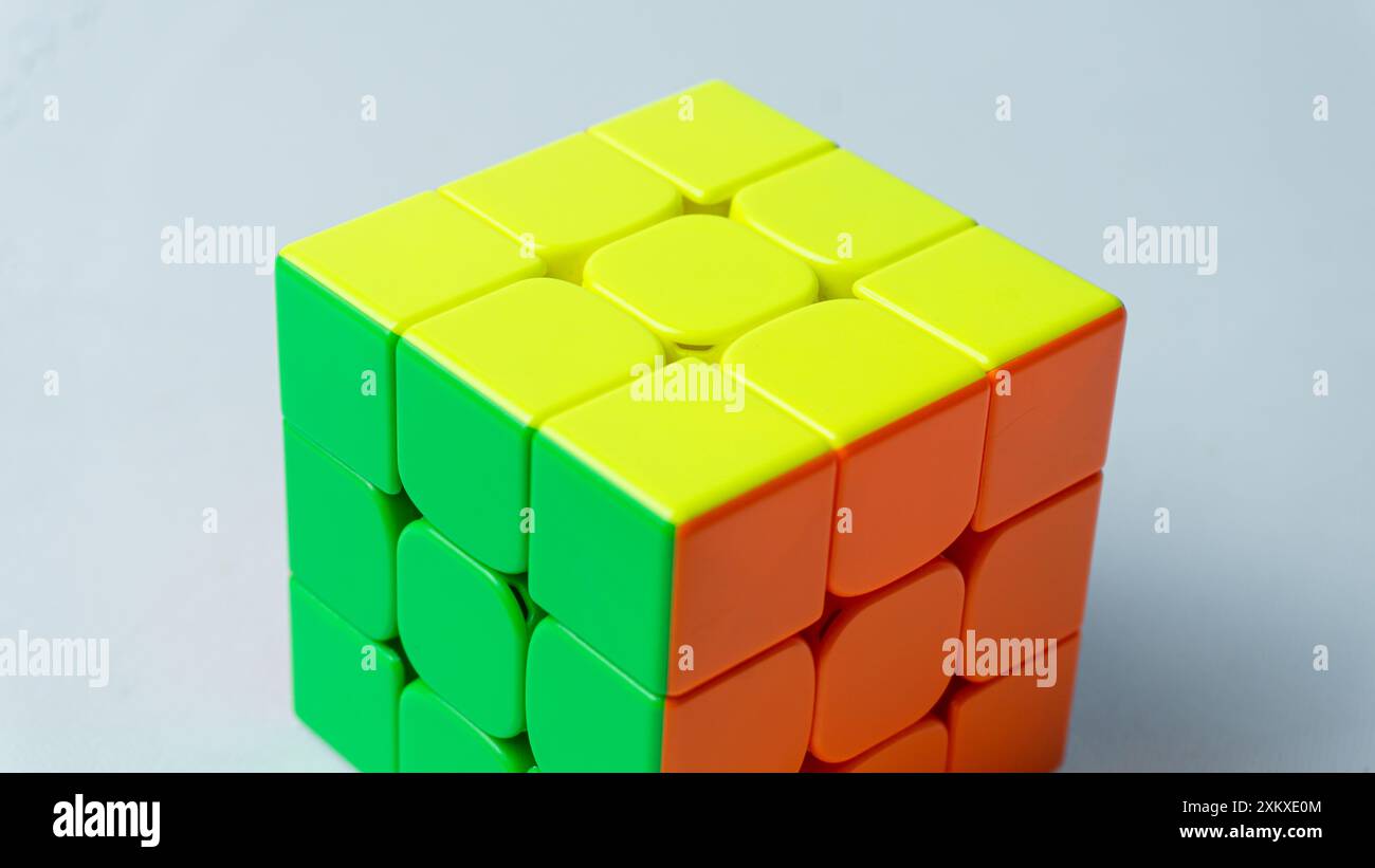 Colorful completed solving 3x3 cube isolated on white background Stock ...