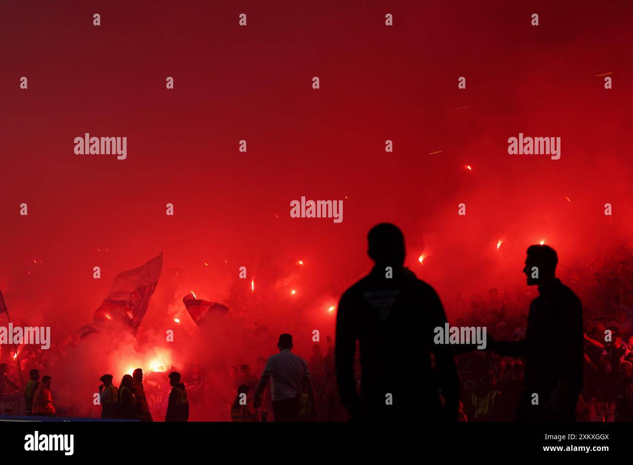 Rangers fans set off flares in the stands during the Trevor Francis ...