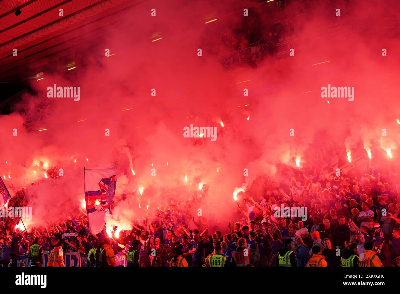 Rangers fans set off flares in the stands during the Trevor Francis ...