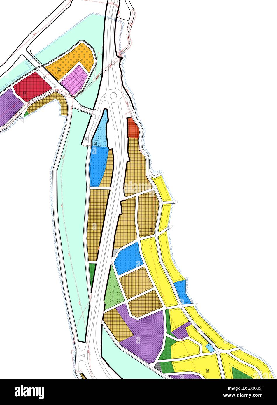 General Urban Plan with urban destinations, roads, buildable areas and ...
