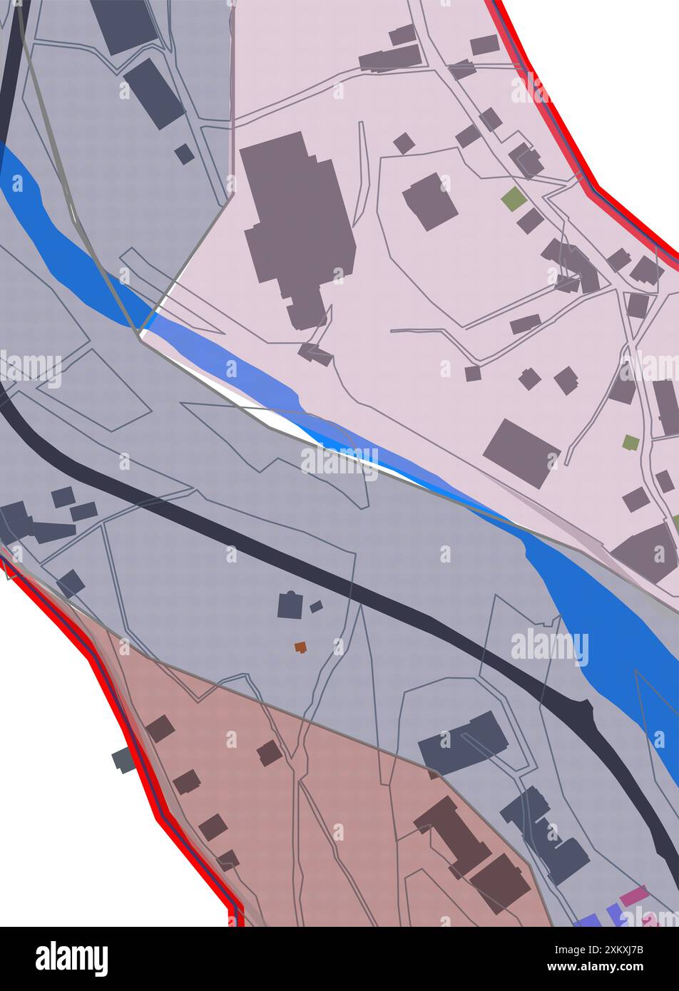 General Urban Plan with urban destinations, roads, buildable areas and ...