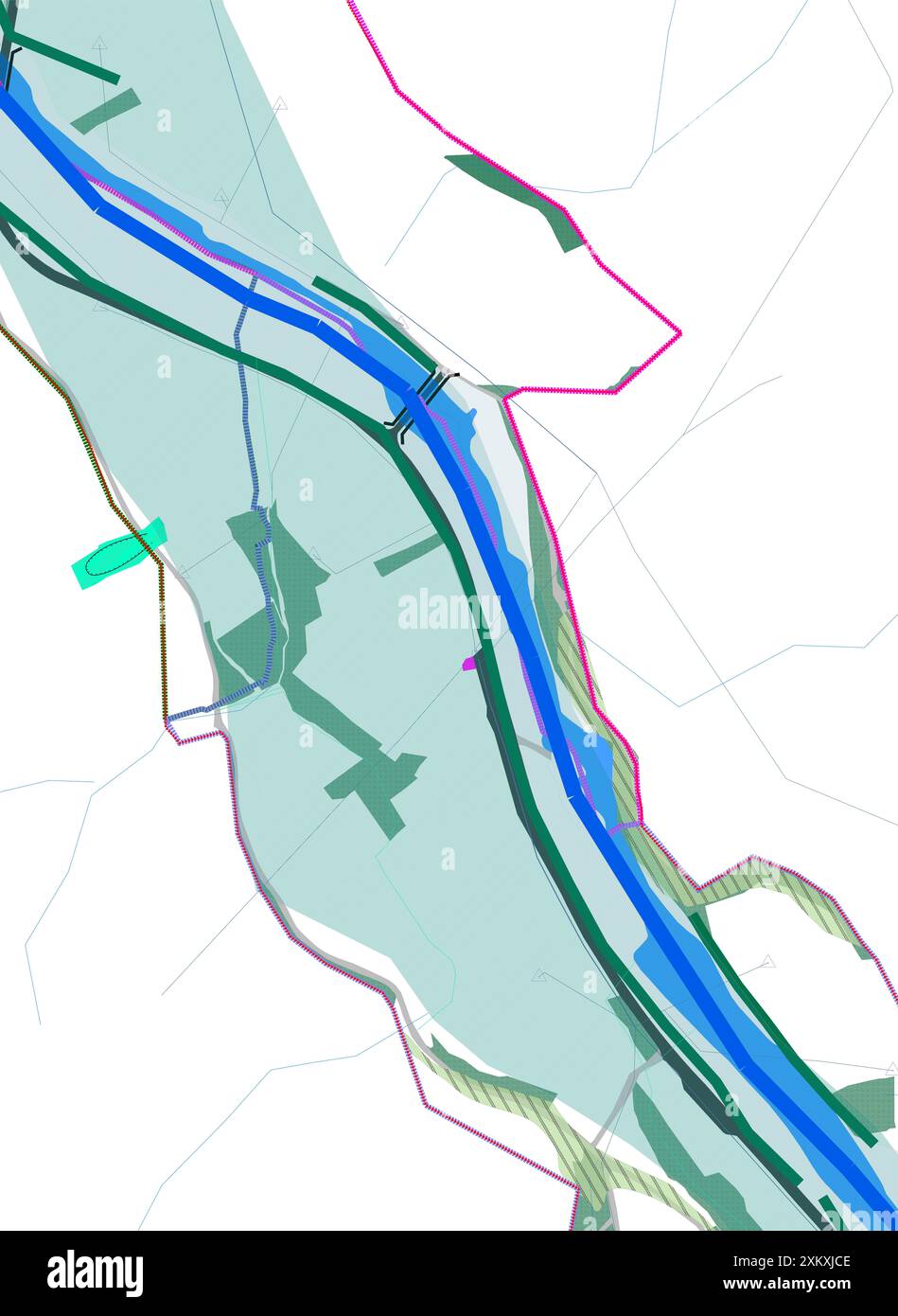 General Urban Plan with urban destinations, roads, buildable areas and ...