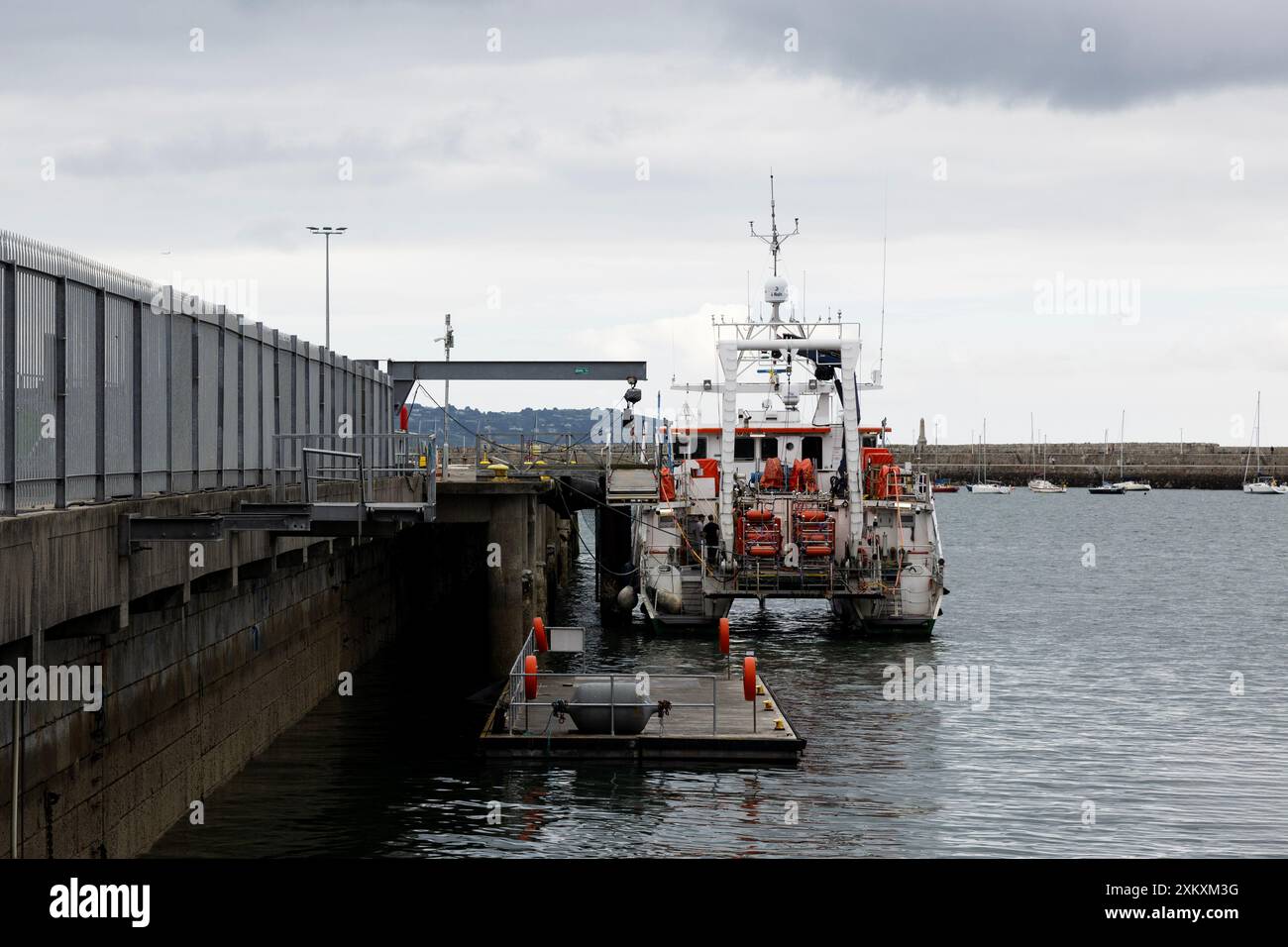 Irish coast guard boat at the RNLI lifeboat station in Dun Laoghaire ...