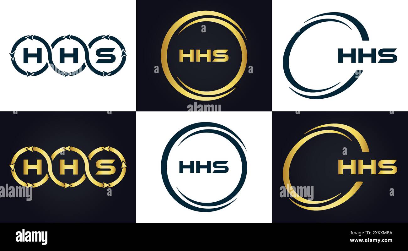 HHS logo. H H S design. White HHS letter. HHS, H H S letter logo design ...