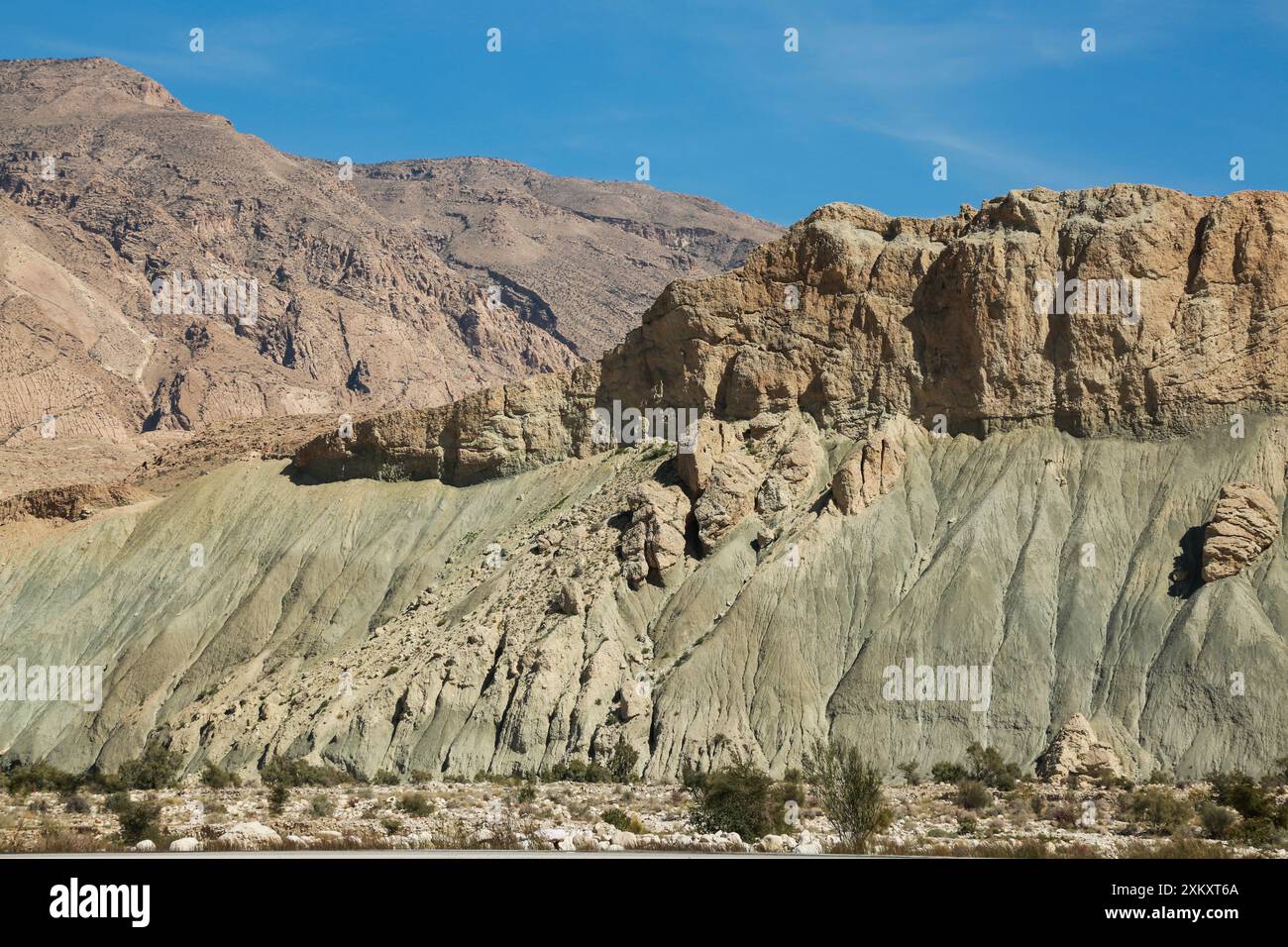 Landscape of rock formations in the Hormozgan Desert, Iran Stock Photo ...
