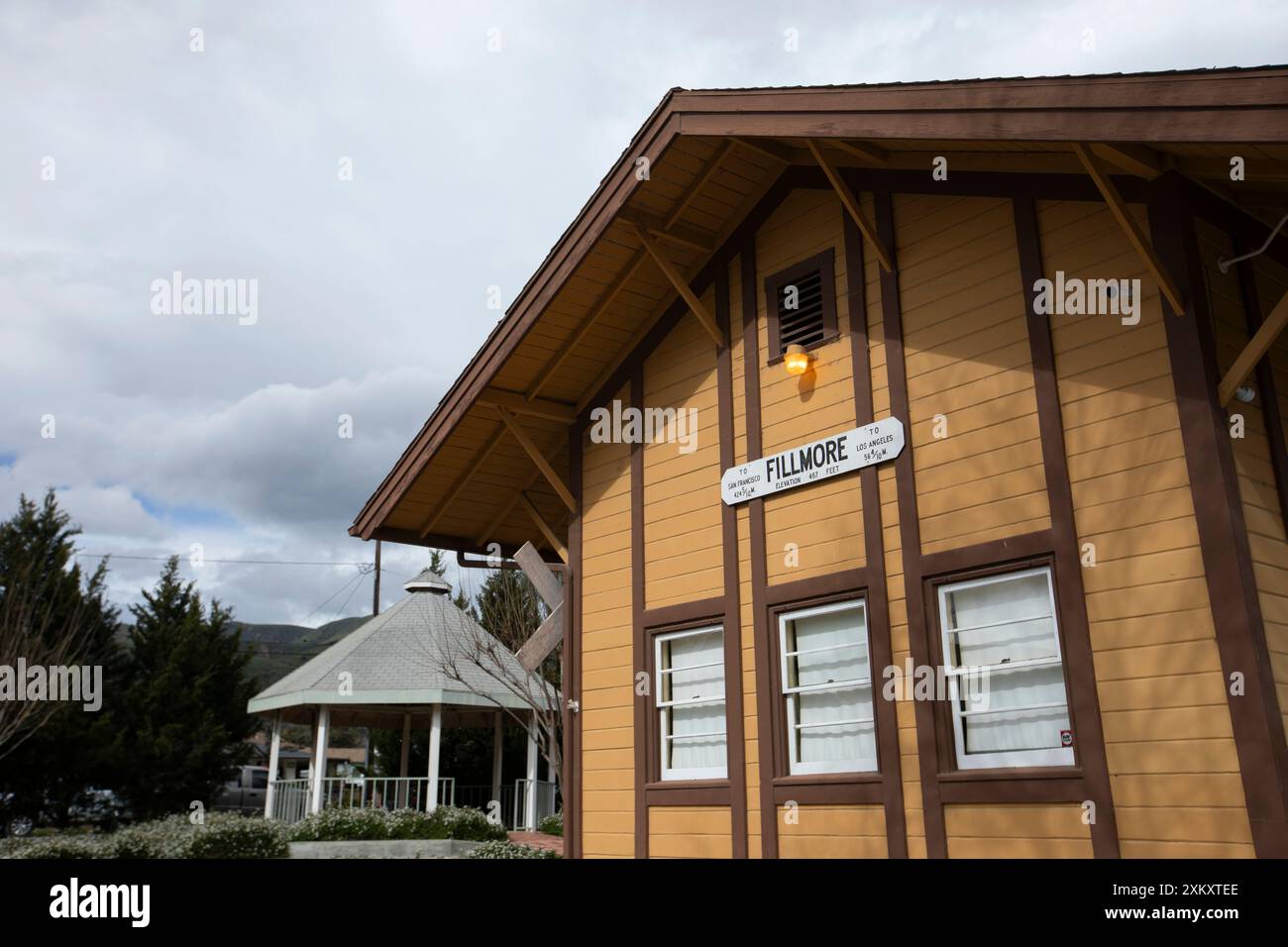 Fillmore, California, USA - March 24, 2024: Afternoon light shines on ...