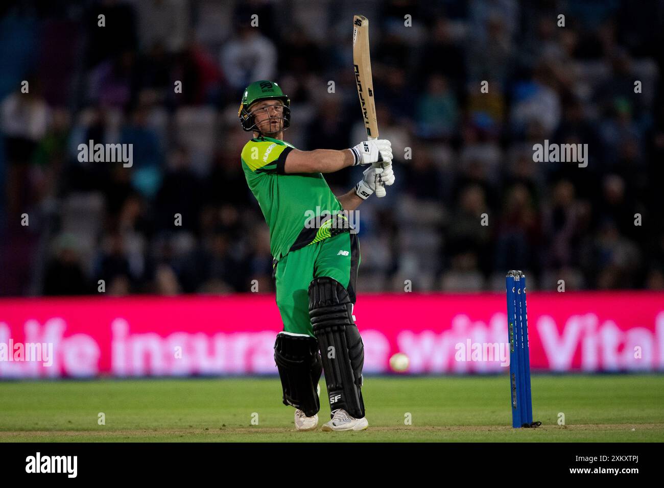 Southampton, UK. 24 July 2024. Craig Overton of Southern Brave batting ...