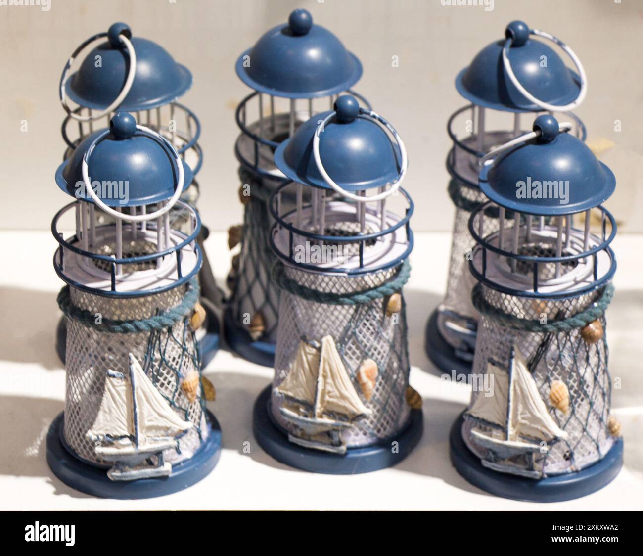 Set of Little handmade model lighthouses Stock Photo - Alamy