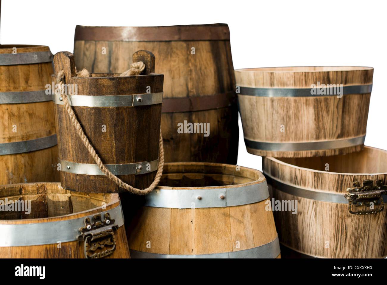 Wooden Barrel for Storing beverages isolated on white background Stock ...